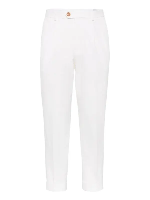 Brunello Cucinelli Pleat-front Cotton Trousers - White