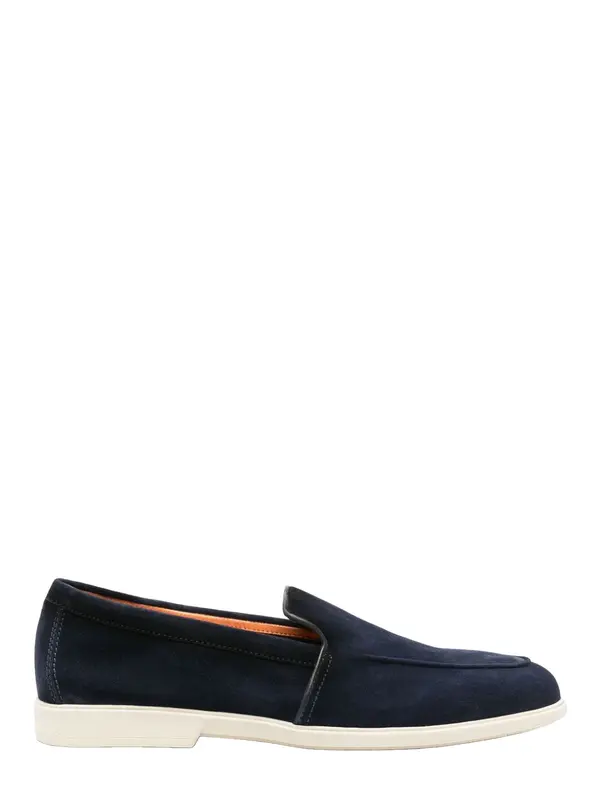 Santoni Piped-trim Suede Loafers - Blue