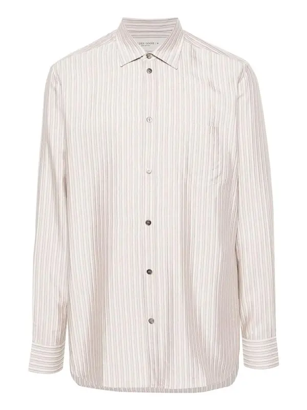 GOLDEN GOOSE Long-sleeve Striped Shirt - Neutrals