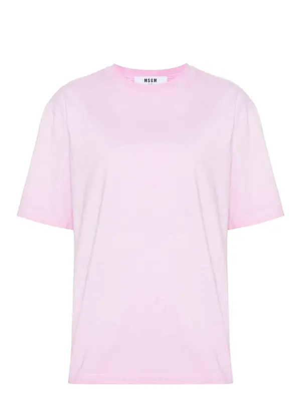 MSGM Logo-embroidered Cotton T-shirt - Pink