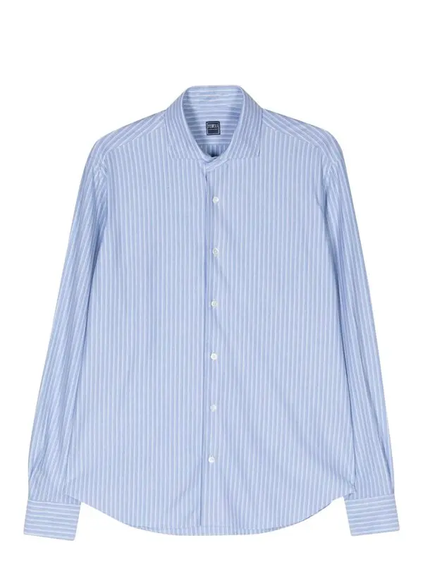 Fedeli Striped Jersey Shirt - Blue