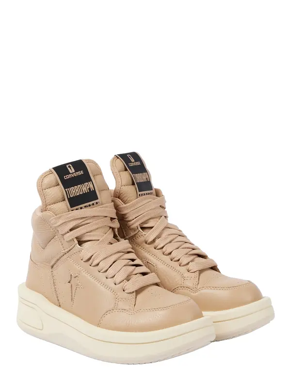 Rick Owens X Converse Turbowpn Leather Platform Sneakers - Beige