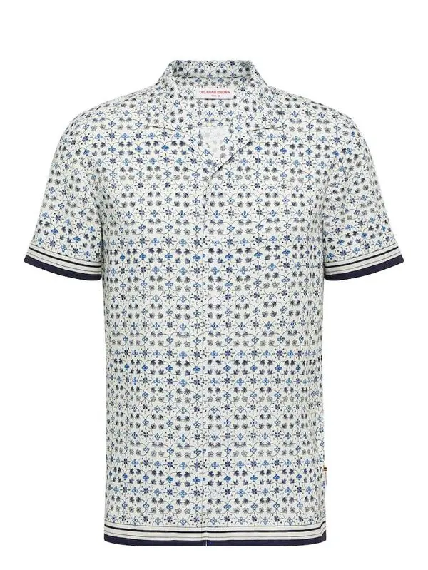 Orlebar Brown Hibbert Floral Bowling Shirt - Blue