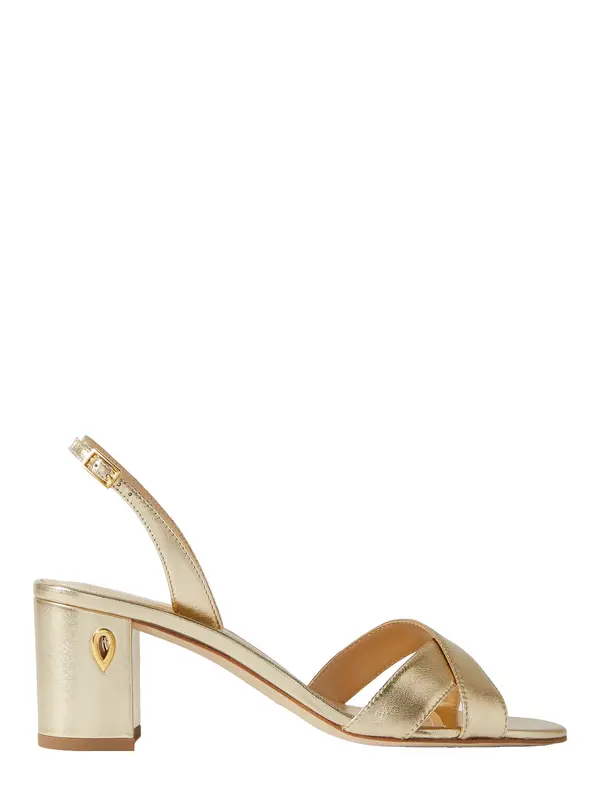 Jennifer Chamandi Leonardo 65 Metallic Leather Slingback Sandals - Gold