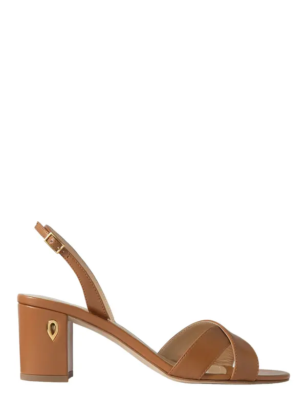 Jennifer Chamandi Leonardo 65 Leather Slingback Sandals - Brown