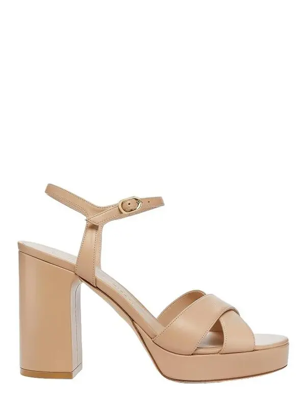 STUART WEITZMAN Dayna 100mm Metallic Leather Platform Sandals - Adobe