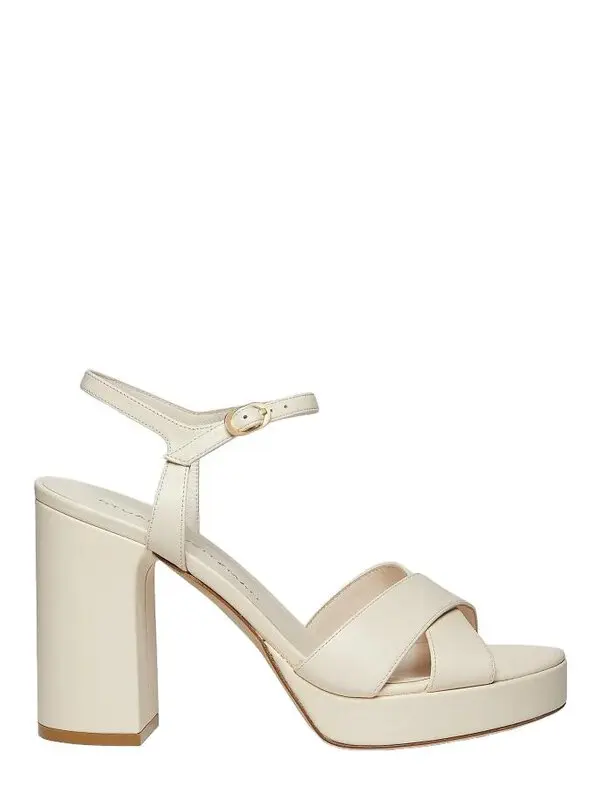 STUART WEITZMAN Dayna 100mm Metallic Leather Platform Sandals - Seashell