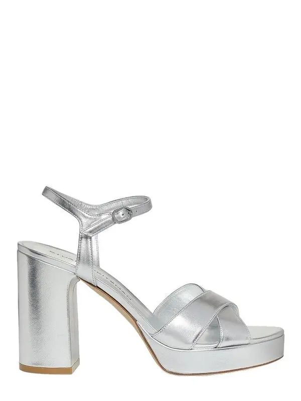 STUART WEITZMAN Dayna 100mm Metallic Leather Platform Sandals - Silver