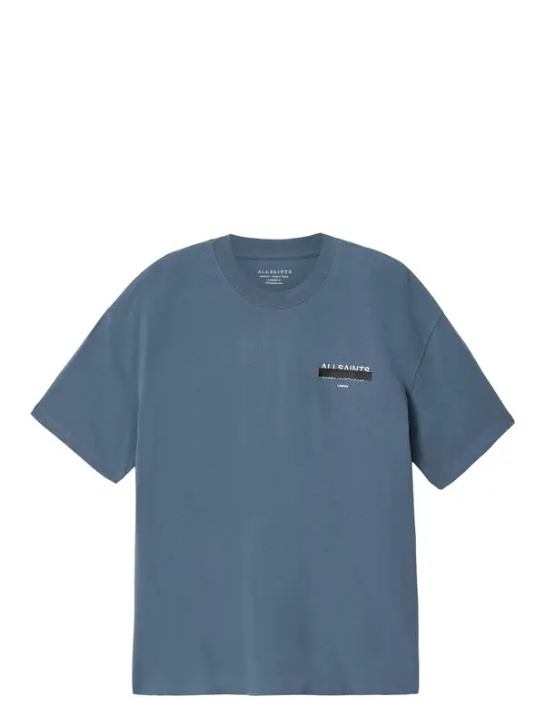 ALLSAINTS Redact Oversized Embroidered Logo T-shirt - Blue