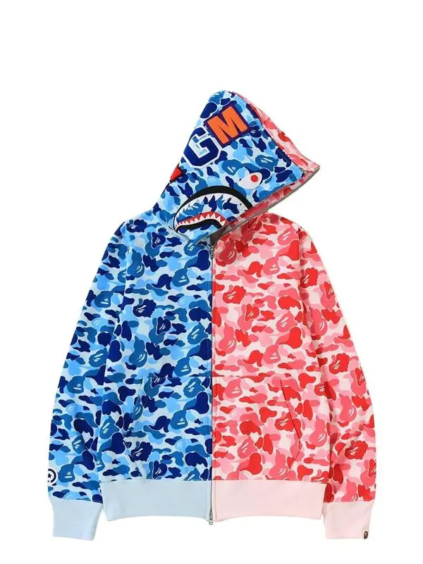 BAPE Abc Separate Shark Full Zip Hoodie - Blue/pink