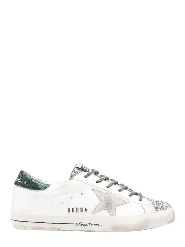 GOLDEN GOOSE Superstar Love Forever Sneakers - White/silver/green