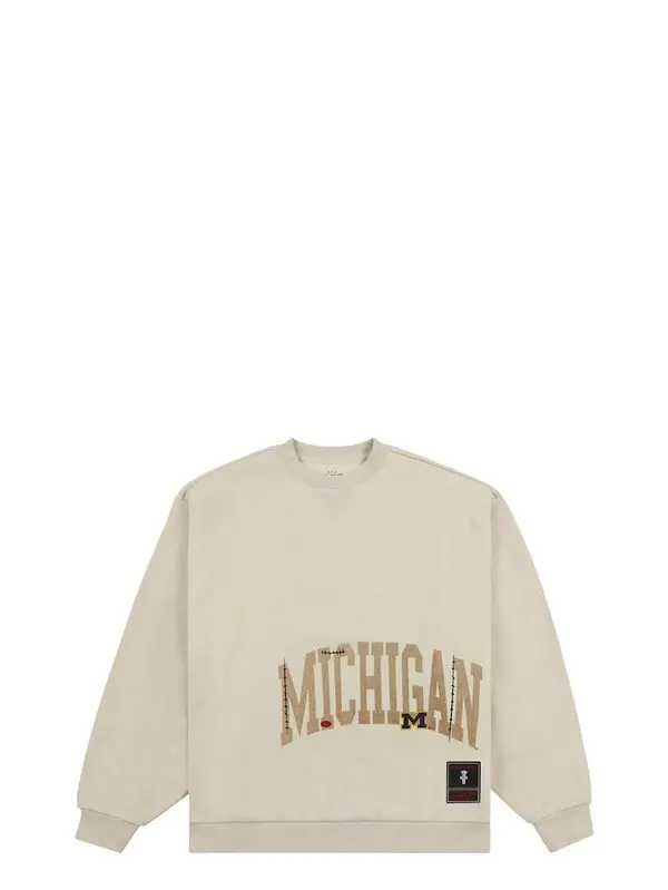 TRAVIS SCOTT X Mitchell & Ness Michigan Wolverines Pullover Sweatshirt - Tan