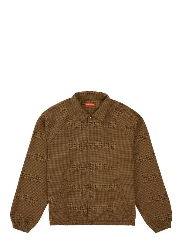 Supreme Houndstooth Logos Snap Front Jacket - Brown