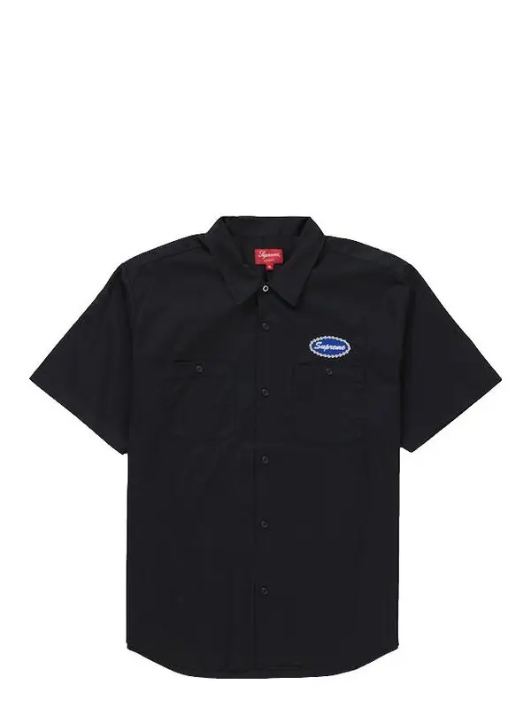 Supreme Studded Patch Short Sleeve Work Shirt - Black