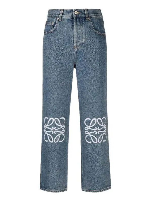 Loewe Anagram Cropped Jeans - Mid Blue