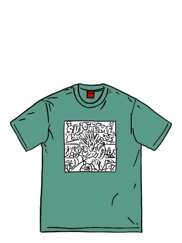 Supreme Dragon Tee Shirt - Dusty Teal