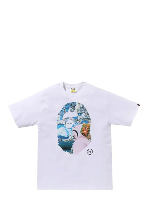 A BATHING APE Sakura Ape Head Photo I Tee Shirt - White