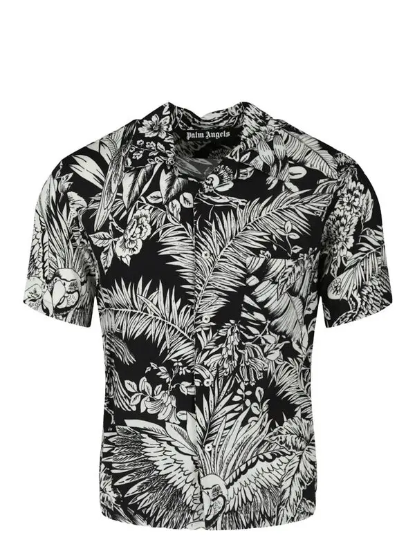 Palm Angels Jungle Palms Bowling Shirt - Black/white