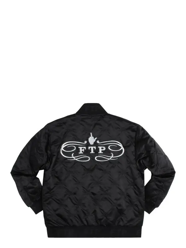 FTP Quilted Satin Bomber Jacket - Black