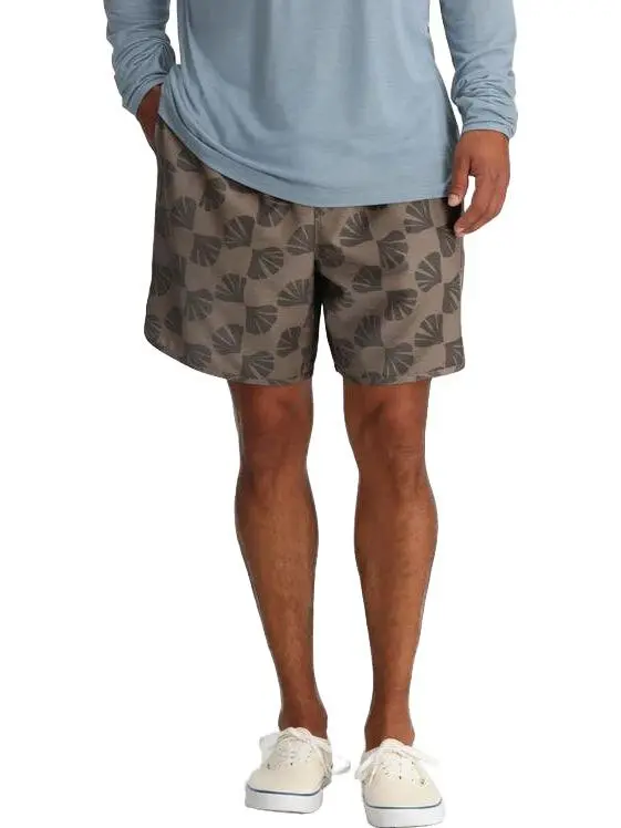 FREE FLY Reverb Hybrid Performance Shorts - Sea Scallop Print Fossil