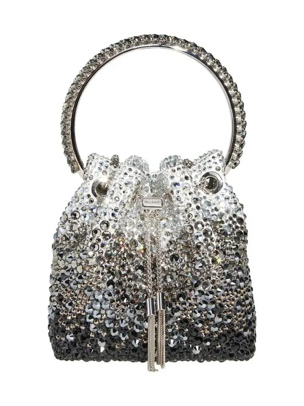 JIMMY CHOO Bon Bon Crystal Embellished Pouch - Black/ Smoke