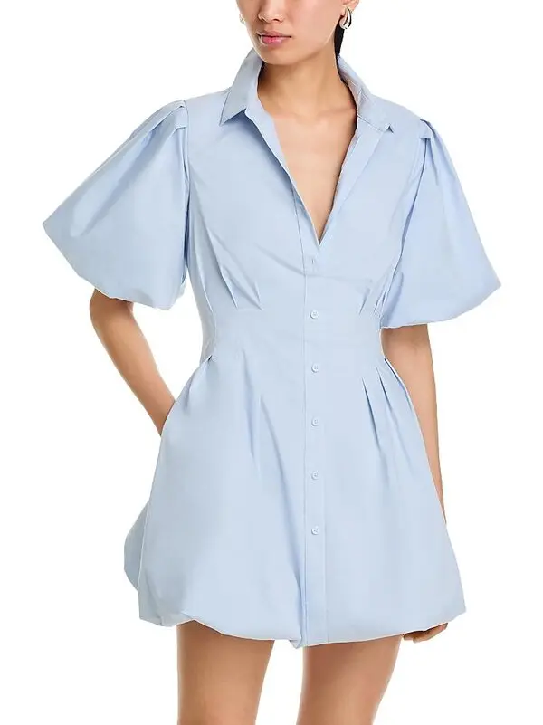 Simkhai Cleo Balloon Pintuck Mini Dress - Periwinkle