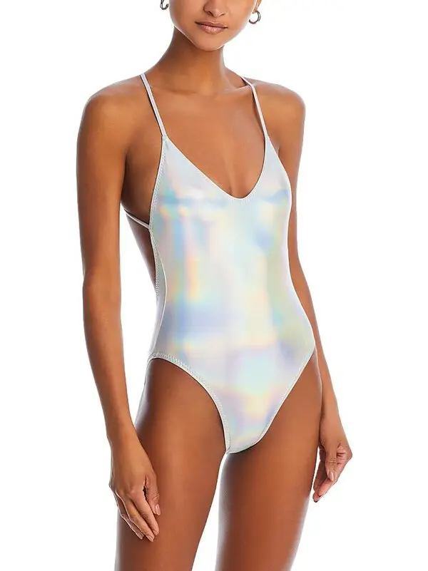 Norma Kamali Fara Slip Mio One Piece Swimsuit - Hologram