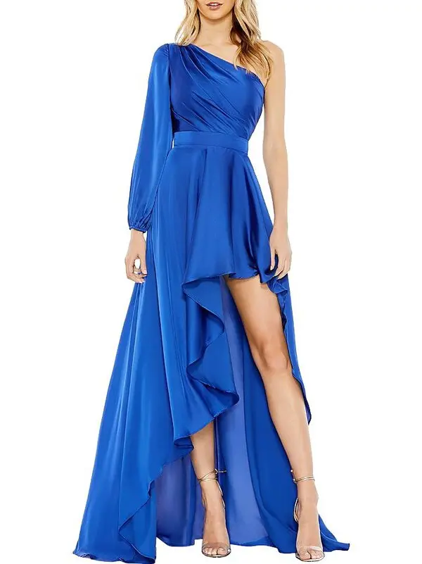 Mac Duggal Ieena One-shoulder High-low Gown - Cobalt