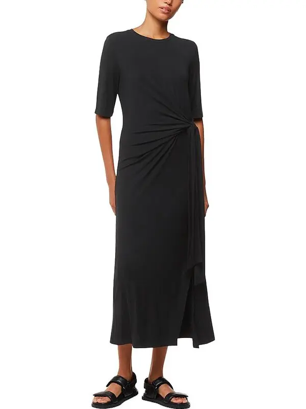 Whistles Twist Front Jersey Dress - Black