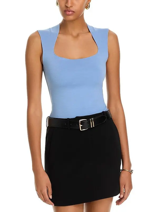 Aqua Square Neck Sleeveless Top - Chambray