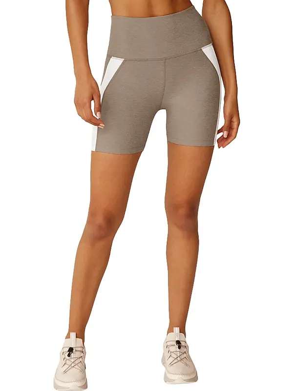 Beyond Yoga Spacedye Top Line Biker Shorts - Birch/cloud White