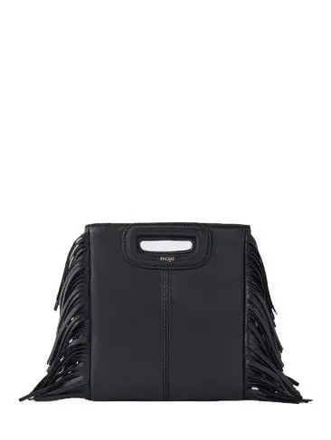 Maje Quilted Leather Bag With Chain Strap - Black