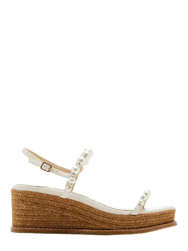 JIMMY CHOO Amatuus Pearl-embellished Wedge Sandals - White