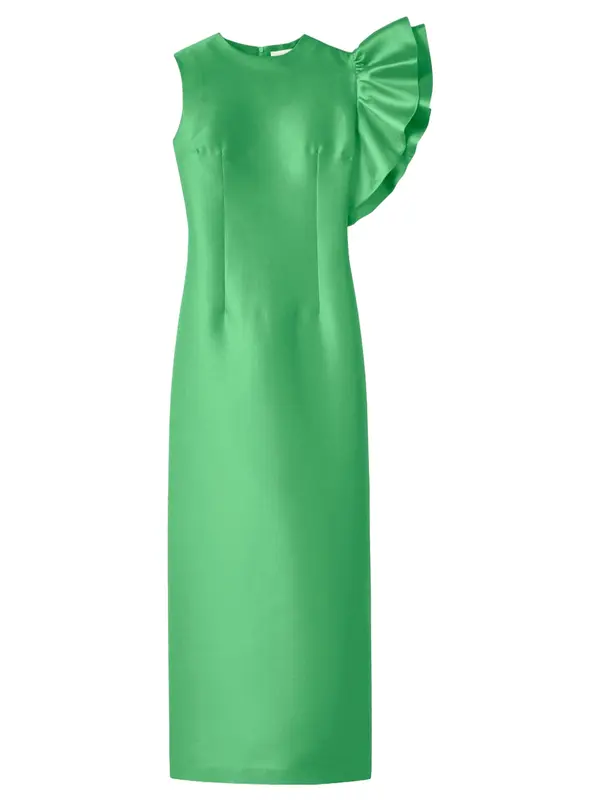 DESTREE Franz Ruffled-detail Midi Dress - Green