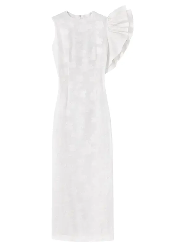 DESTREE Franz Ruffle-detailing Midi Dress - White