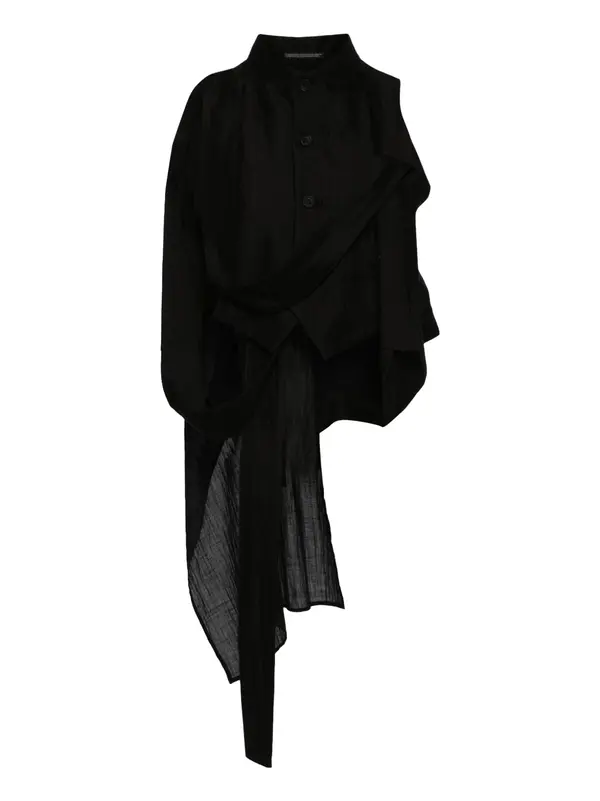 Yohji Yamamoto Asymmetric Cropped Shirt - Black