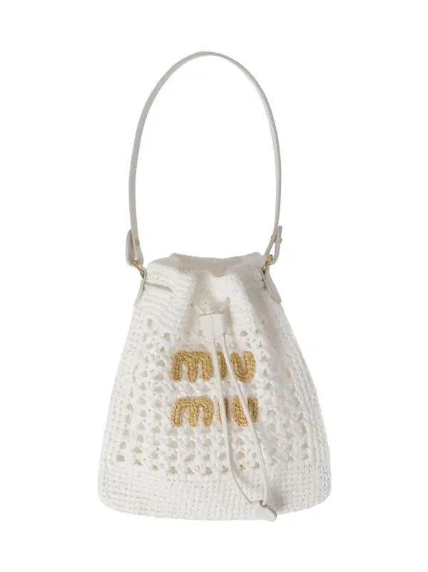Miu Miu Woven Raffia Mini Bag - White