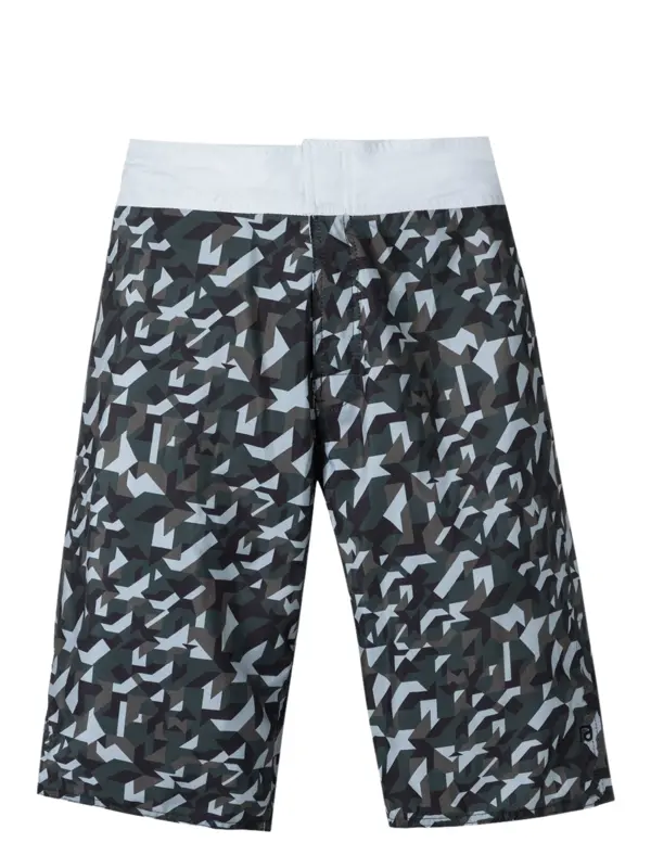 AMIR SLAMA Geometric-print Swim Shorts - Green