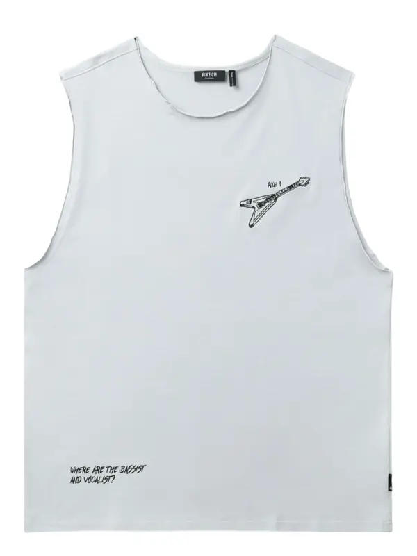 FIVE CM Guitar-print Cotton Vest - Grey