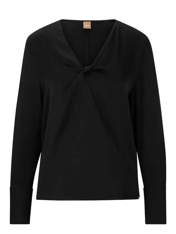 BOSS Twist-detailing Silk Blouse - Black