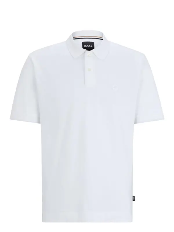 BOSS Embroidered-monogram Cotton Polo Shirt - White