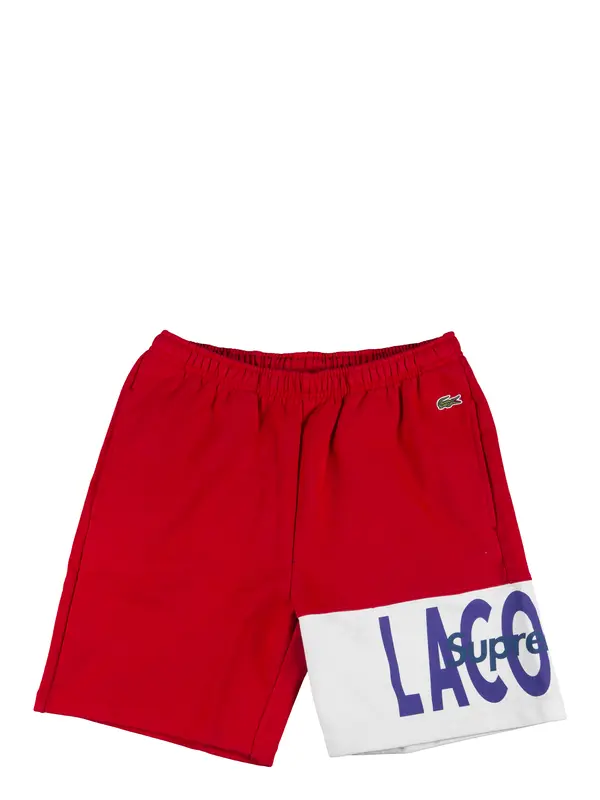 Supreme X Lacoste Logo Panel Sweatshort - Red