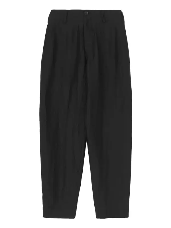 Yohji Yamamoto Crease-effect Tapered Trousers - Black