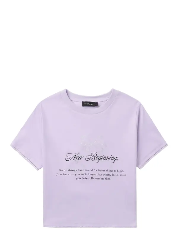 TOUT A COUP Slogan-print Cotton T-shirt - Purple