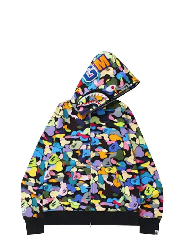 A BATHING APE Color Camo Shark Zip Hoodie - Multicolor