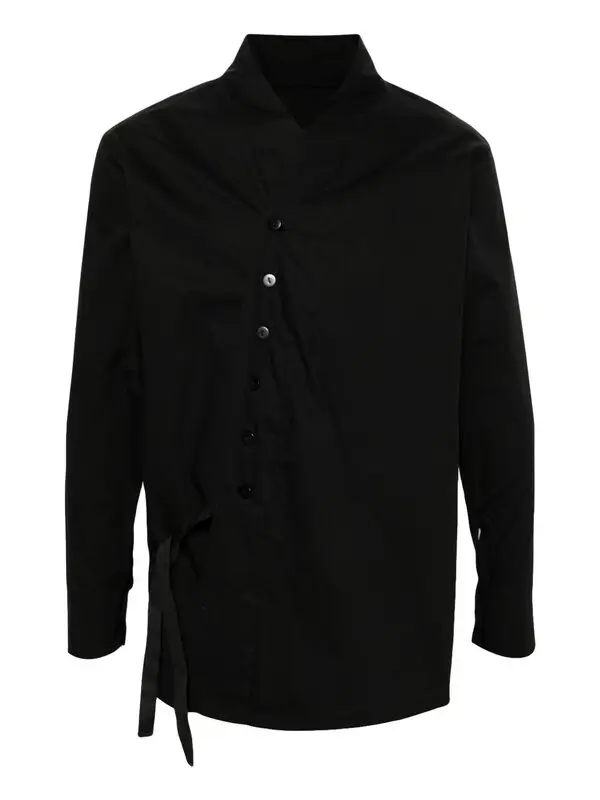 Alchemy Fashions Tie-strap Cotton Shirt - Black
