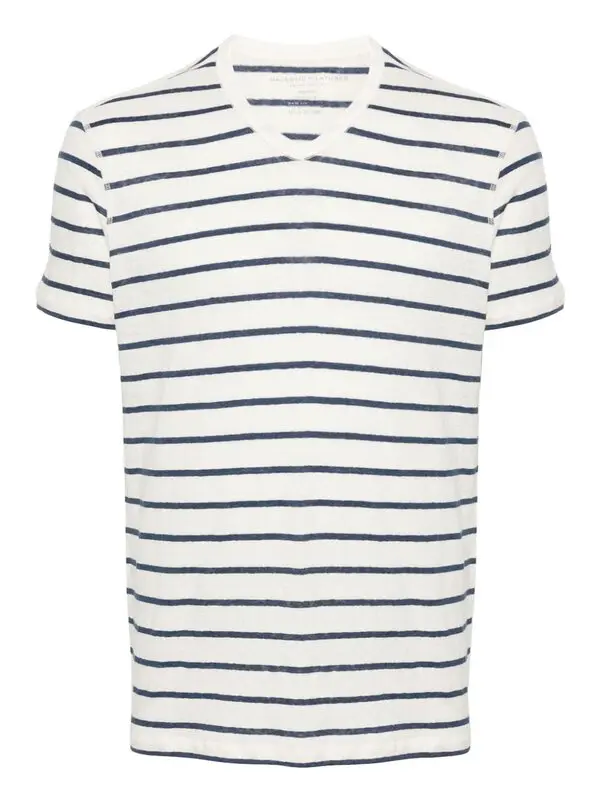 Majestic Filatures Striped V-neck T-shirt - White