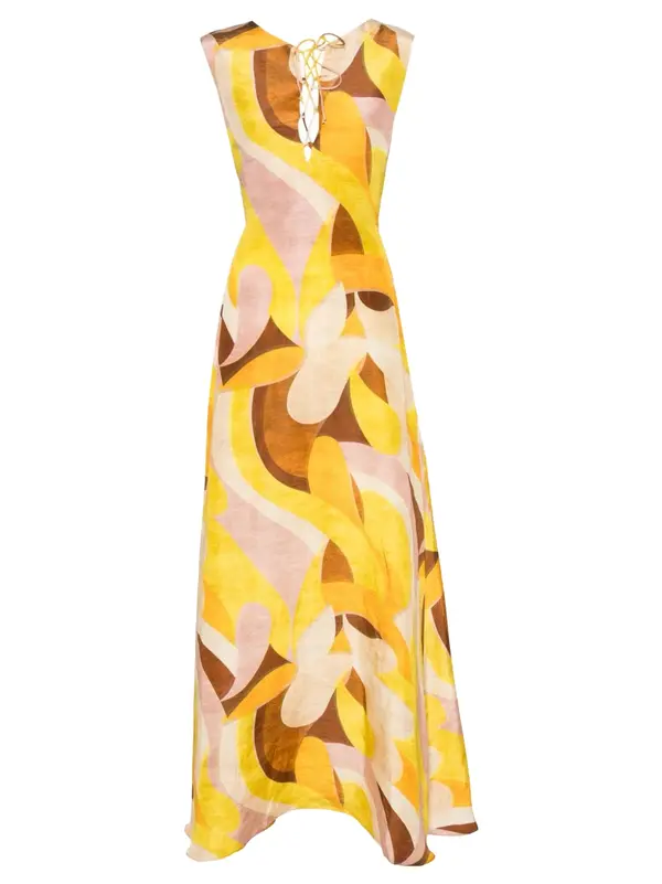 Raquel Diniz Daisy Abstract-pattern Maxi Dress - Yellow