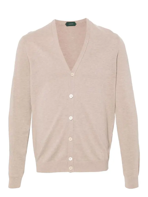 ZANONE V-neck Cotton Cardigan - Neutrals