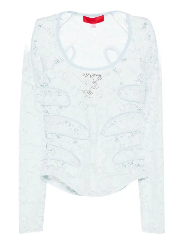 Eckhaus Latta Seraph Floral-lace Top - Blue